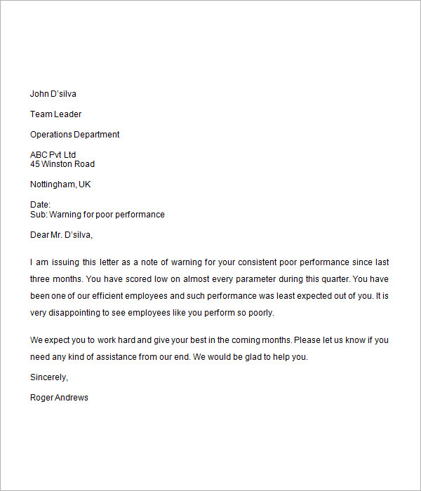 FREE 18 Warning Letter Templates In Google Docs MS Word Pages PDF