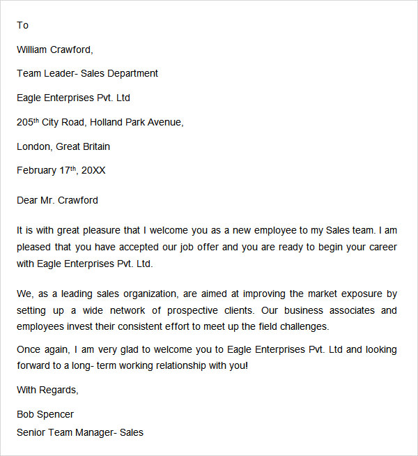 10 Sample Welcome Letters Sample Templates