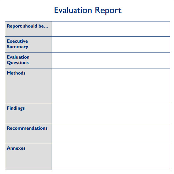 8 Evaluation Report Templates Sample Templates