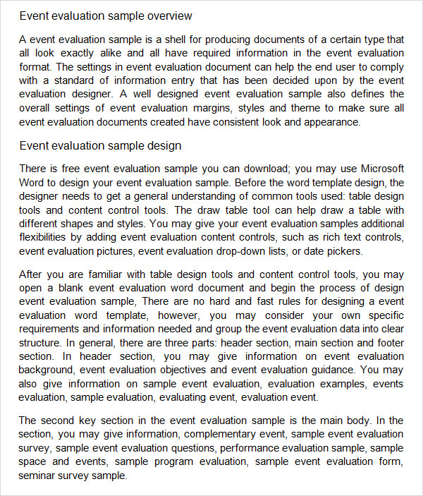 FREE 9 Event Evaluation Samples In PDF MS Word Excel