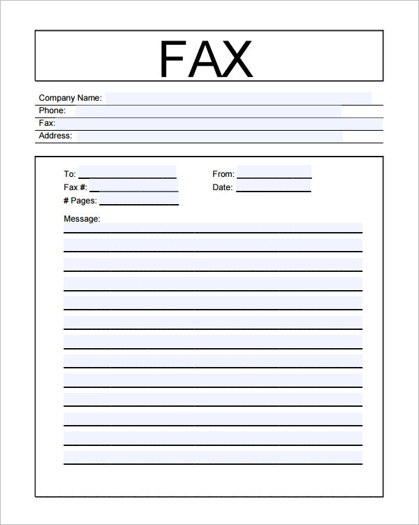 Pdf Printable Fax Cover Sheet