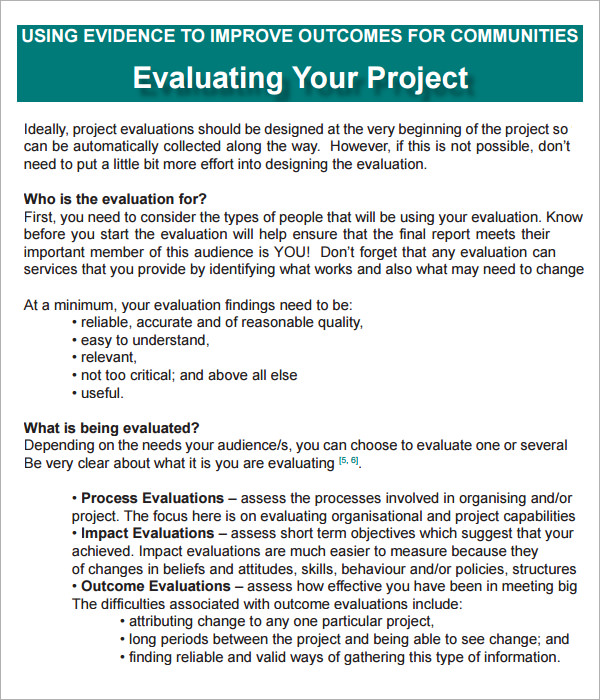 FREE 9 Sample Project Evaluation Templates In PDF Google Docs 