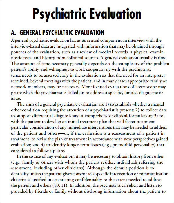 Psychological Evaluation Template