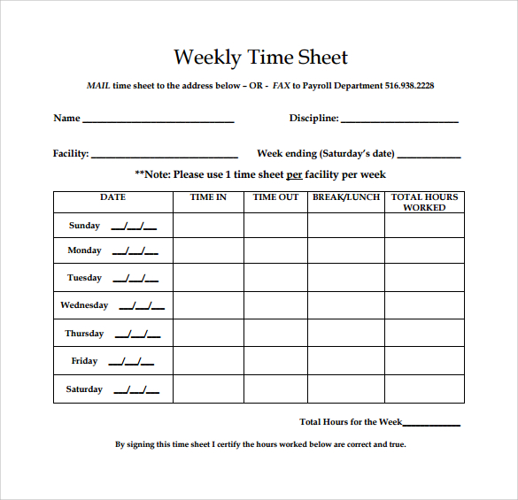 FREE 18 Sample Weekly Timesheet Templates In Google Docs Google 