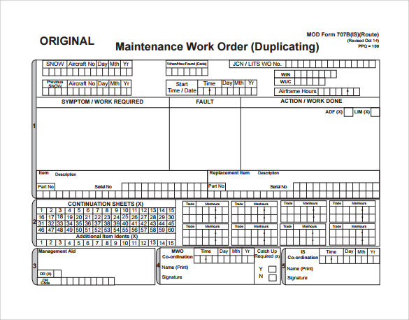 FREE 8 Sample Maintenance Work Order Forms In PDF