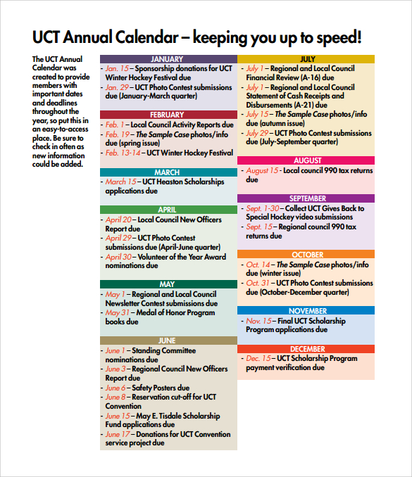 Sample Annual Calendar Template - 11+ Free Documents in PDF