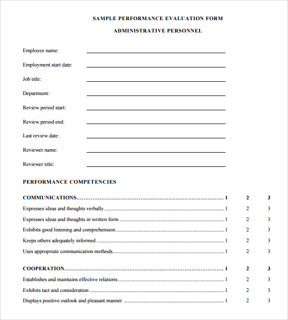 FREE 4 Employee Performance Appraisal Form Templates In PDF