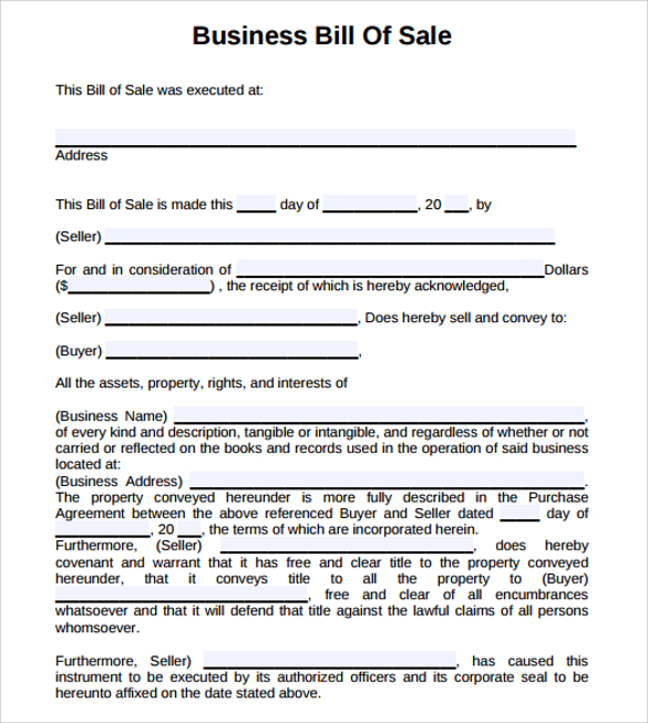 Simple Bill Of Sale Word Template Todonaa
