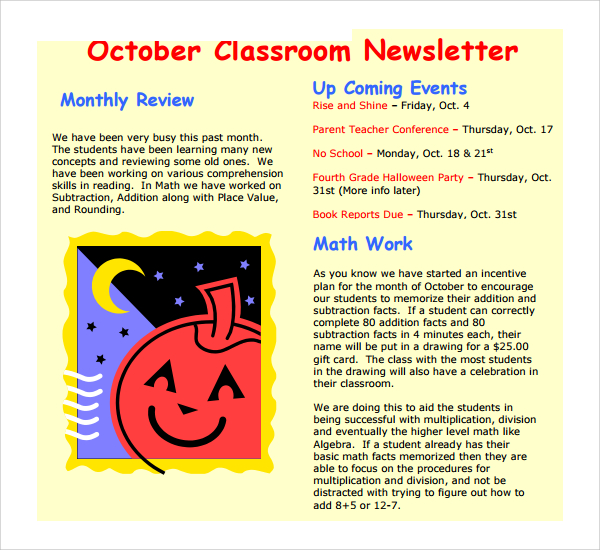 FREE 9 Sample Classroom Newsletters In PDF MS Word PSD HTML