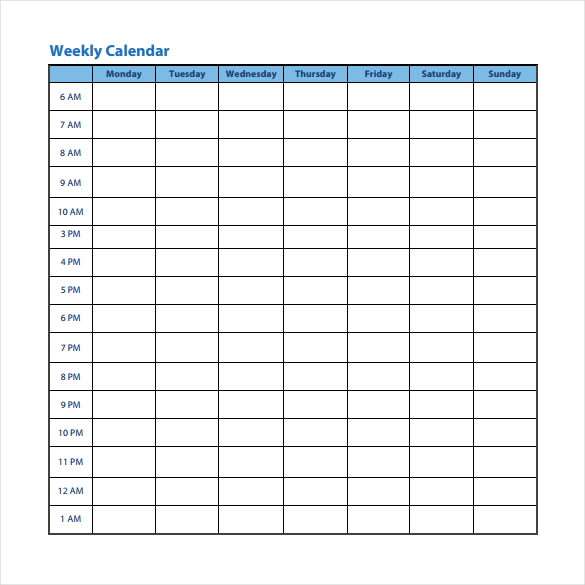 FREE 20 Sample Weekly Calendar Templates In Google Docs Google Sheets Excel MS Word