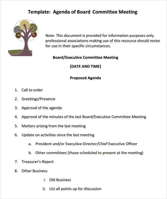 FREE 11 Sample Board Meeting Agenda Templates In PDF MS Word
