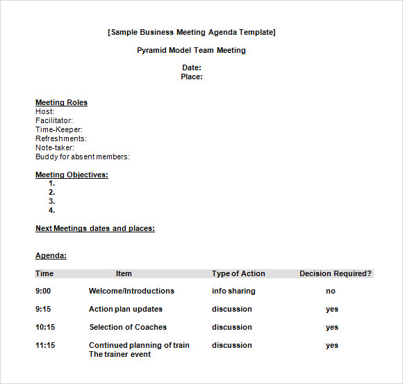 FREE 5 Business Meeting Agenda Templates In PDF