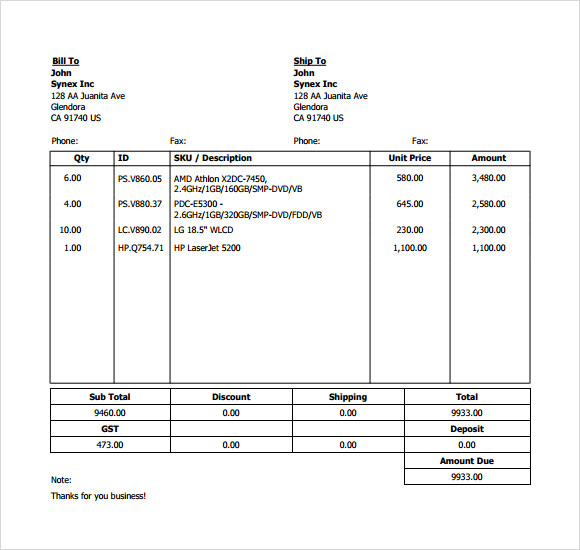  Professional Bill Format In Word Betterdax