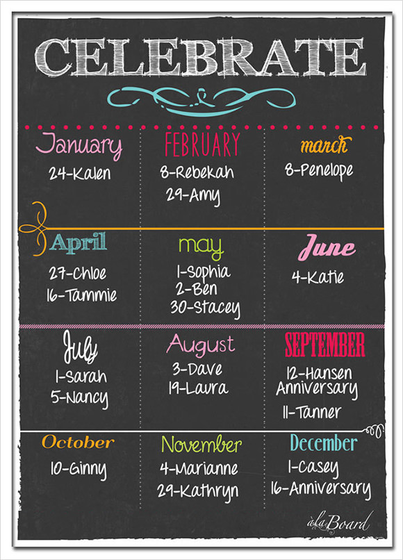 FREE 19 Birthday Calendar Templates In Google Docs MS Word Pages PDF Excel