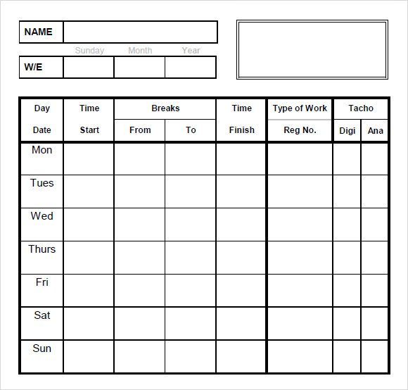 7 Sample Blank Timesheets Sample Templates