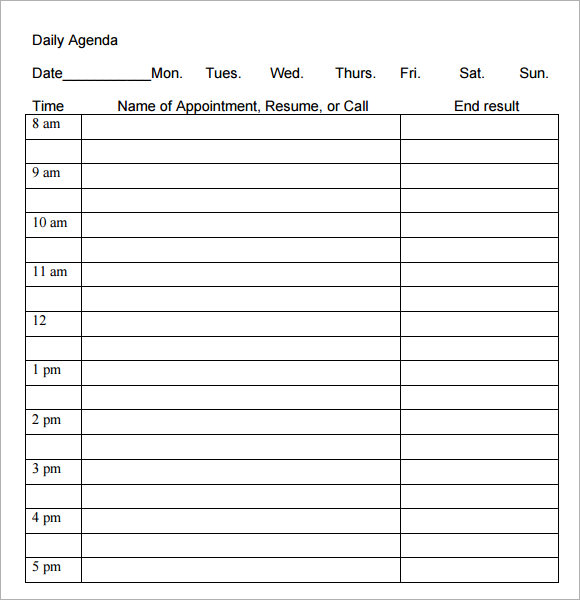 FREE 5 Sample Daily Agenda Templates In PDF FREE 5 Sample Daily Agenda Templates In PDF