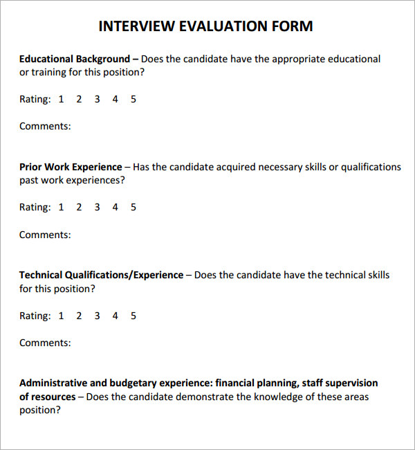 FREE 5 Sample Interview Evaluation Templates In PDF