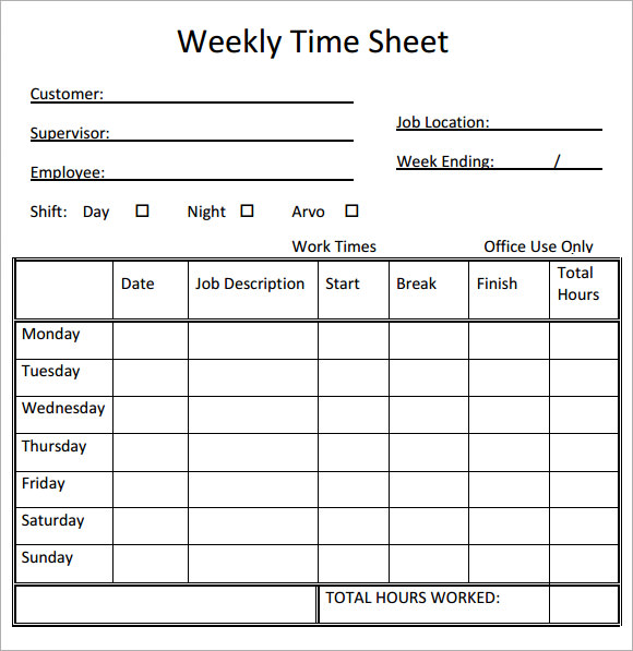 FREE 18 Sample Weekly Timesheet Templates In Google Docs Google 