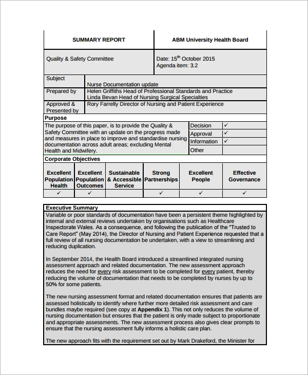 Health Assessment Report Sample PDF Template