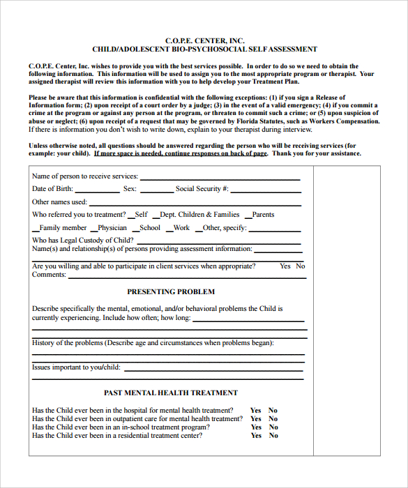 FREE 8 Biopsychosocial Assessment Templates In PDF