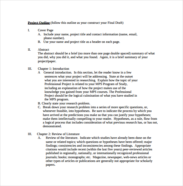 FREE 9 Sample Project Outline Templates In PDF MS Word Excel