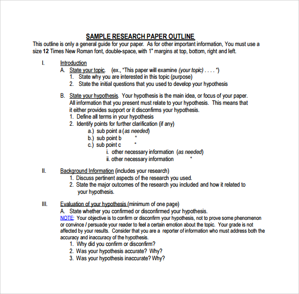 FREE 8 Sample Research Paper Outline Templates In PDF