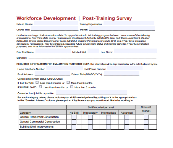 Post Training Survey Template