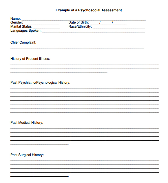 Sample Biopsychosocial Assessment Form The Document Template