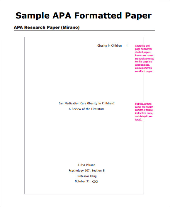 Research Paper Outline Template Apa