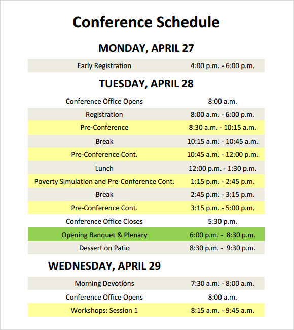 FREE 15 Sample Event Itinerary Templates In PDF MS Word PSD Google Docs Pages