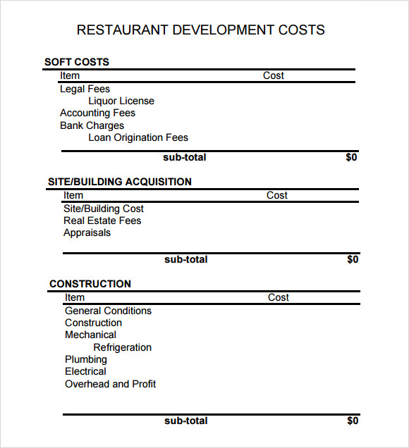 FREE 12 Restaurant Budget Samples In Google Docs Google Sheets 