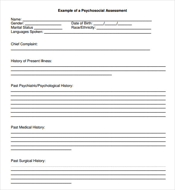 Printable Biopsychosocial Assessment Template Doc Printable Templates