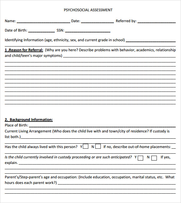 FREE 8 Sample Psychosocial Assessments In PDF