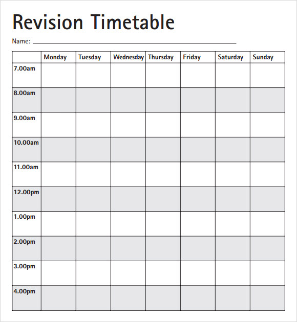 Timetable Template 9 Download Free Documents In PDF Excel