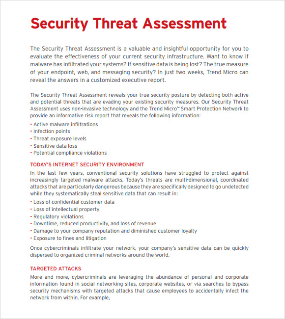 FREE 10 Sample Threat Assessments In PDF M Word