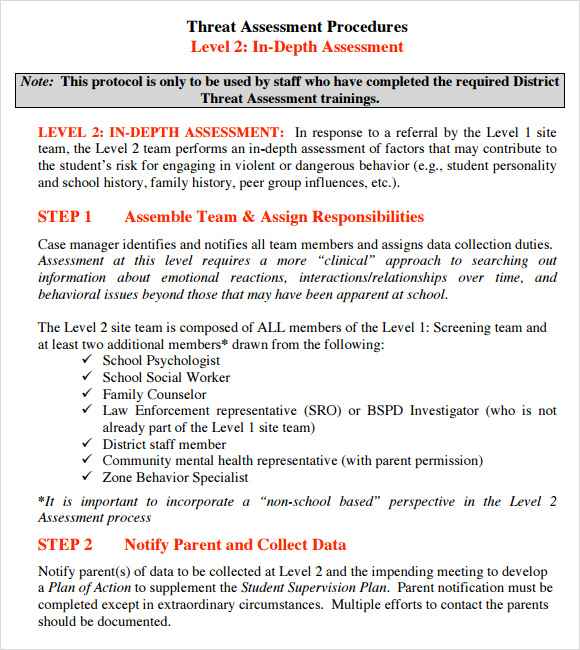 Threat Assessment Template Free HQ Printable Documents