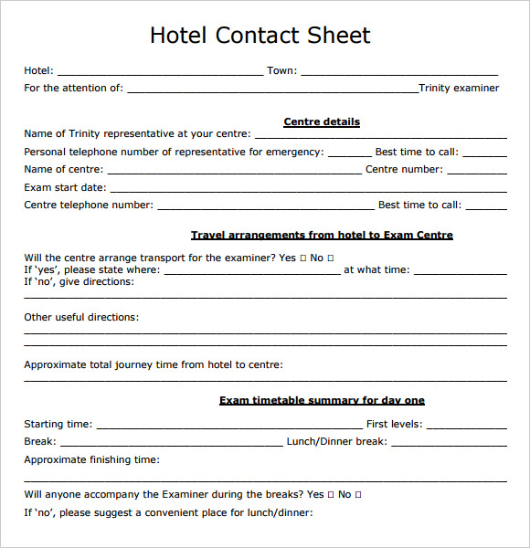 Contact Sheet Template 7 Download Free Documents For PDF