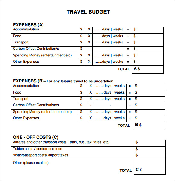FREE 11 Travel Budget Templates In Google Docs Google Sheets Excel 