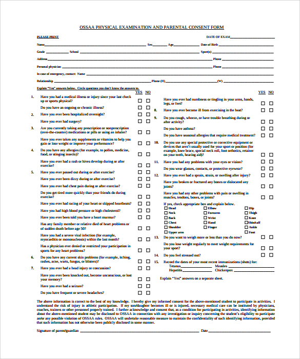 FREE 7 Sample Physical Exam Templates In PDF PSD MS Word