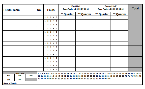 Free Printable Basketball Score Sheet Template Printable Templates