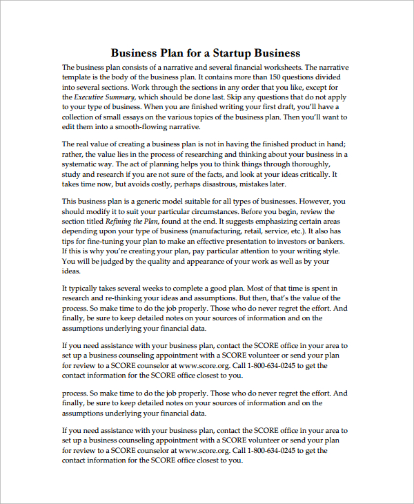 Score Org Business Plan Template