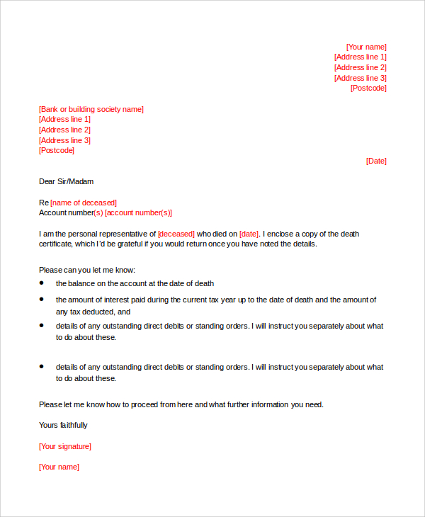Proof Of Death Letter Database Letter Template Collection