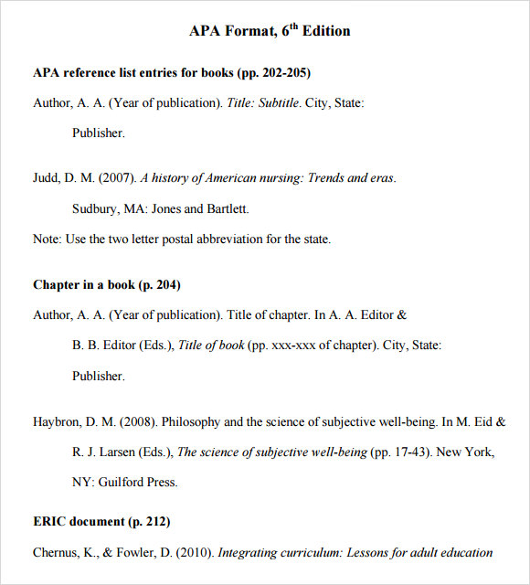 FREE 6 Sample APA Format Templates In PDF MS Word