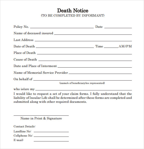 FREE 10 Death Notice Samples In PDF PSD WORD