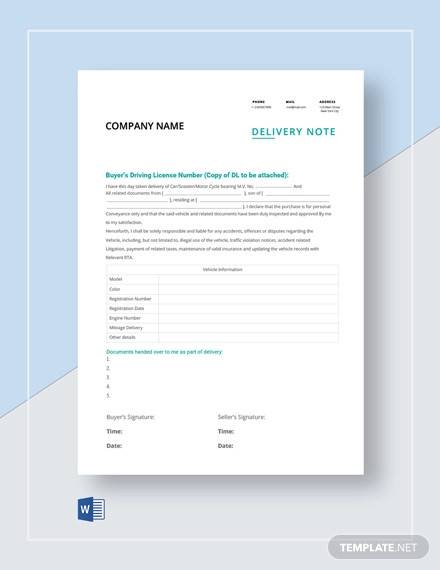 FREE 21 Delivery Note Templates In MS Word PDF