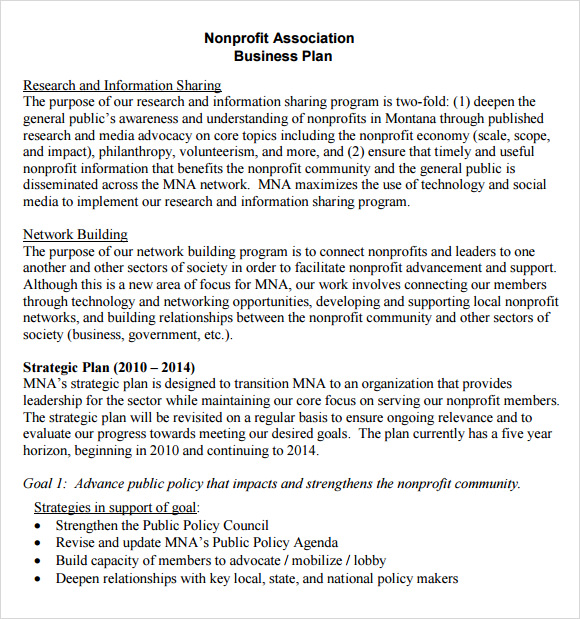 Non profit Business Plan Format