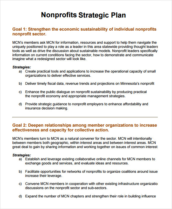 Template For Strategic Plan For Nonprofit