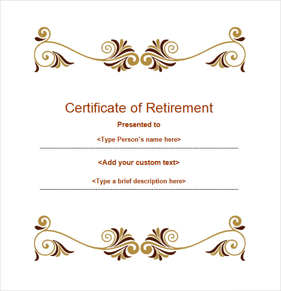 FREE 12 Sample Retirement Certificate Templates In PDF MS Word PSD