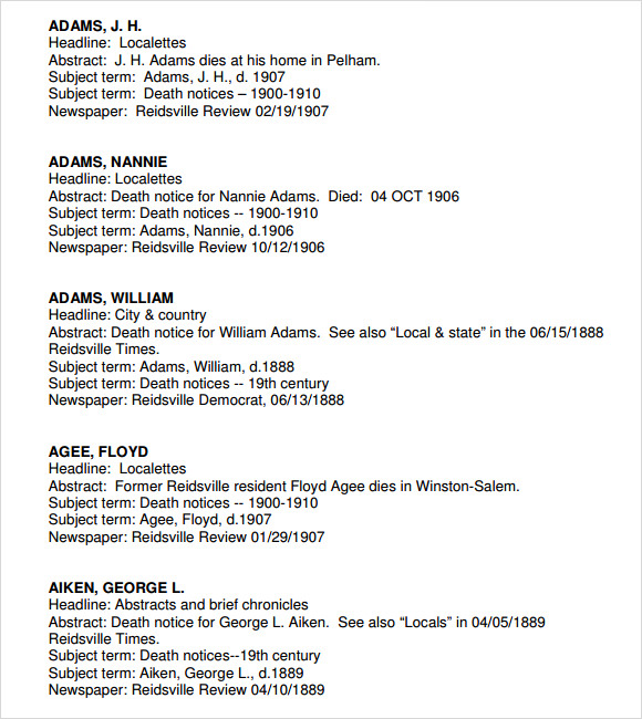 11 Death Notice Samples Sample Templates