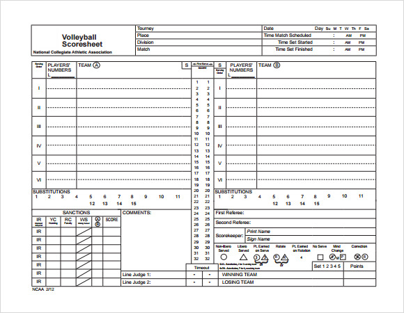 FREE 11 Sample Volleyball Score Sheet Templates In Google Docs 